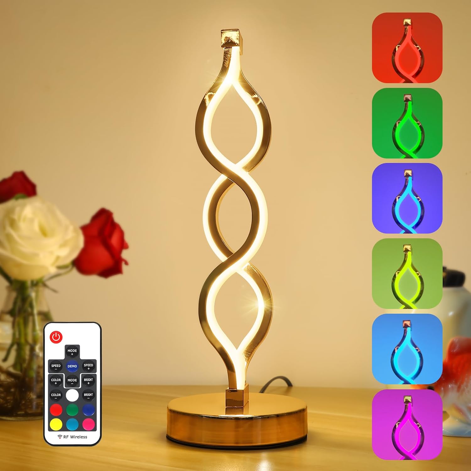 NEWNEN LED Table Lamp, RGB & Warm White LED Desk Lamp, Dimmable ...