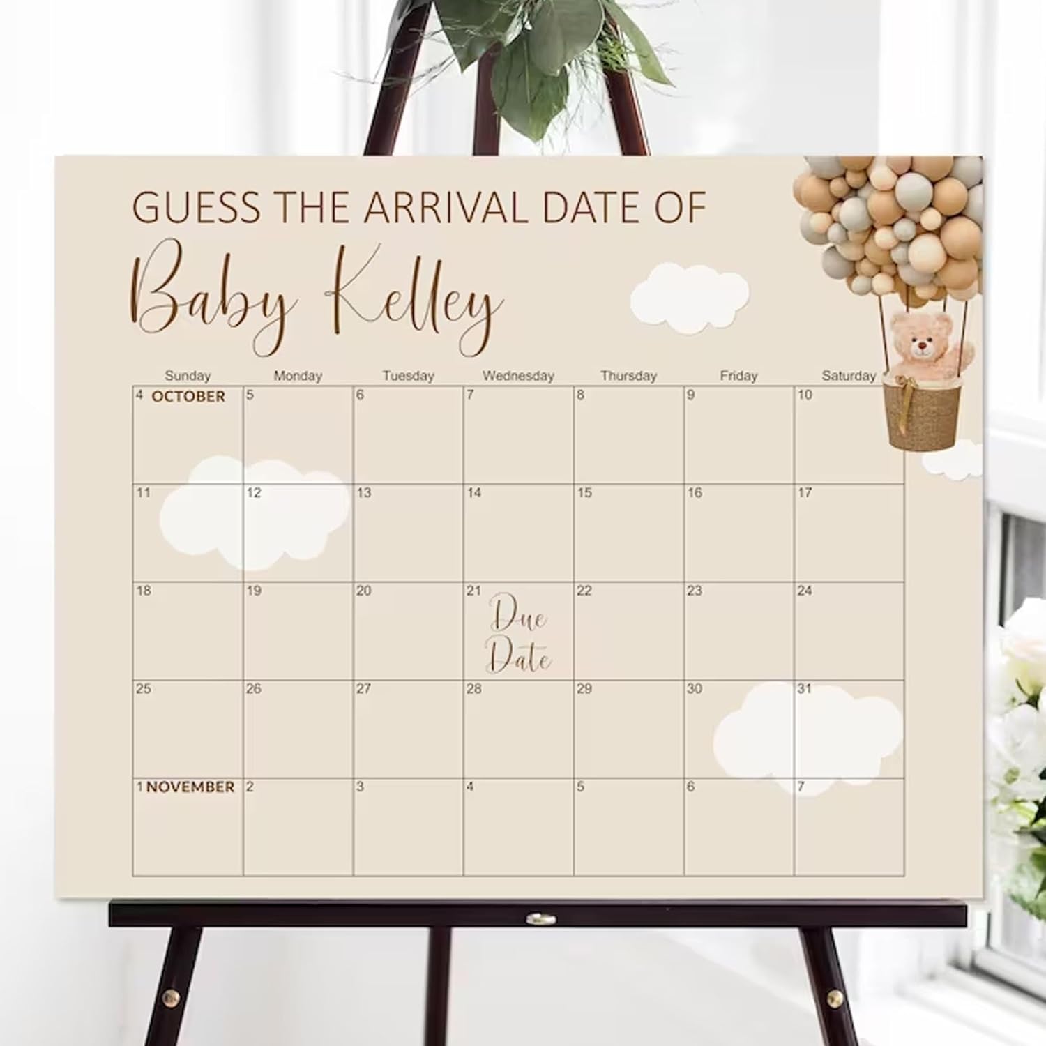 Amazon.com: Adivina la fecha de llegada Game Sign, Cartel minimalista ...