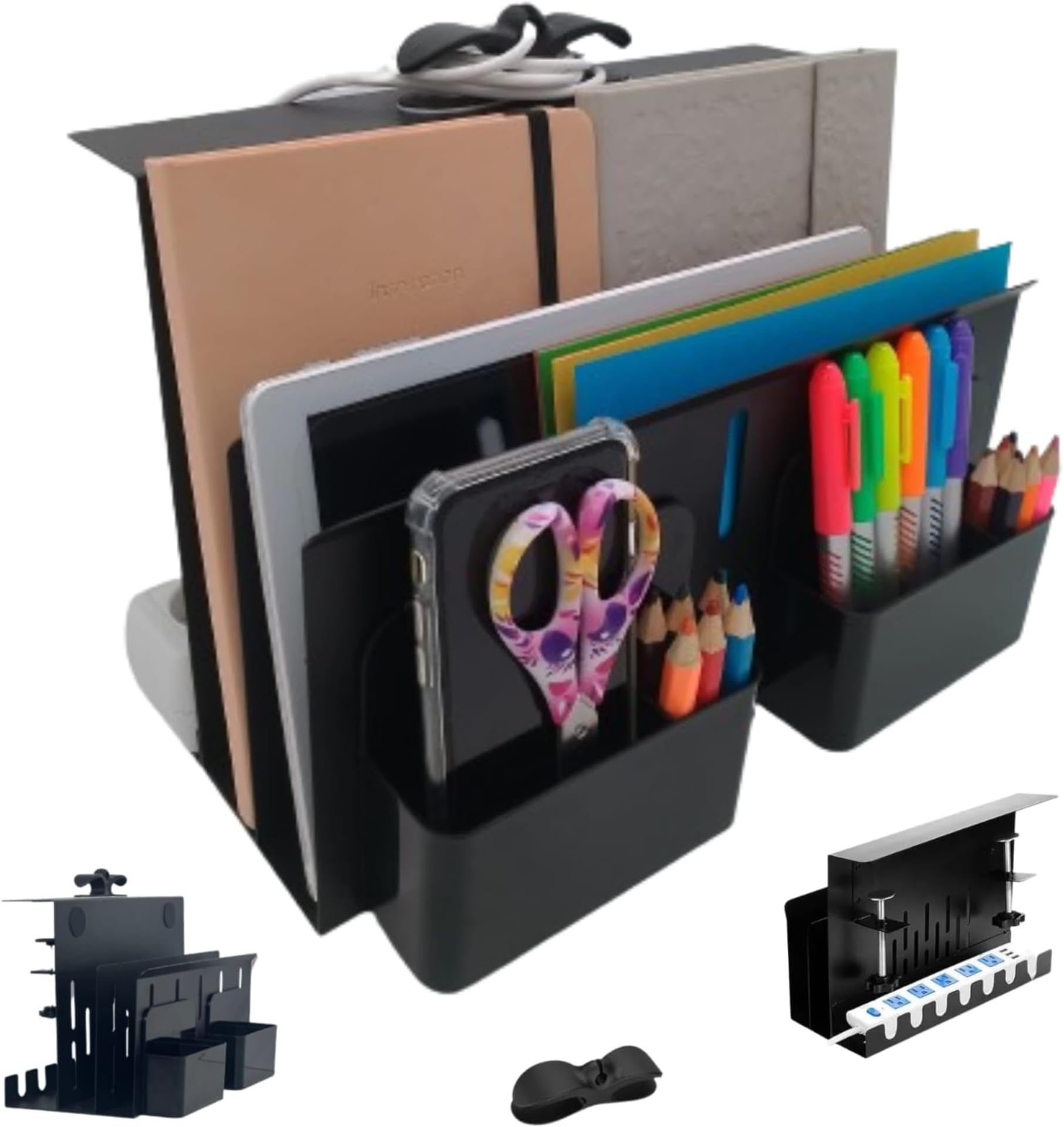 Amazon.com: DeskAKBK Desk Side Storage, No Drill Under Desk Cable ...