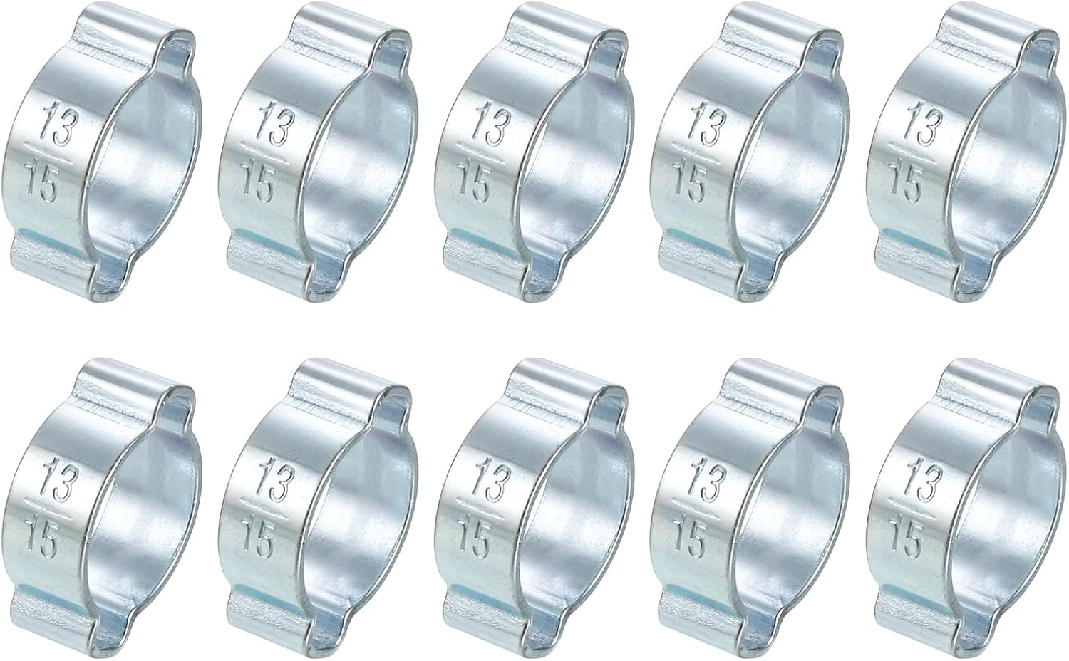 QUARKZMAN Pack of 10 Double Ear Hose Clamps, Adjustable 13-15 mm (0.51 ...