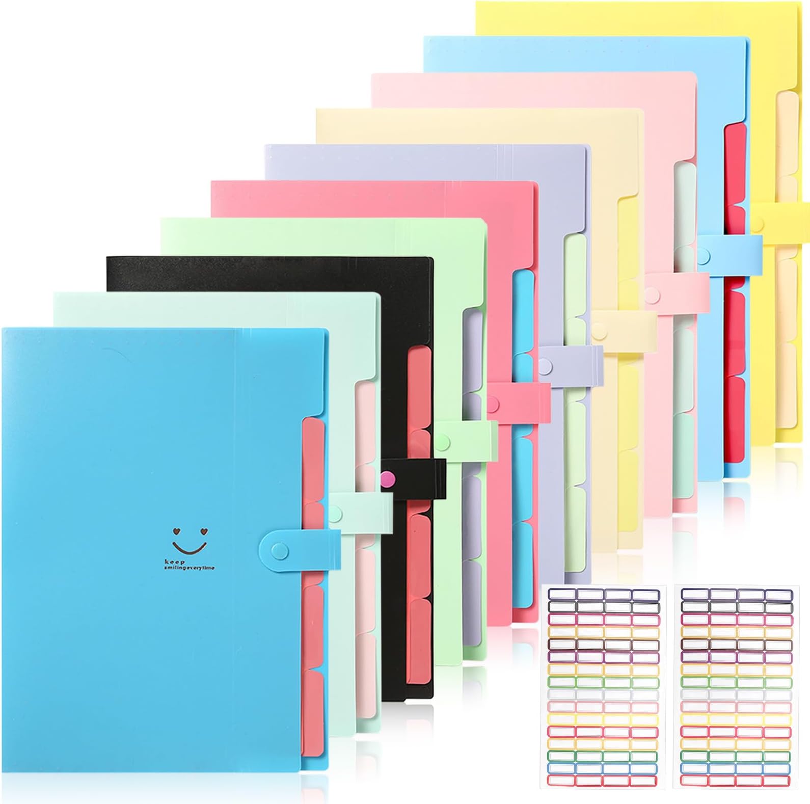 Meekye Fächermappe A4 mit 12 Fächern und 16 Stück Etikette ...