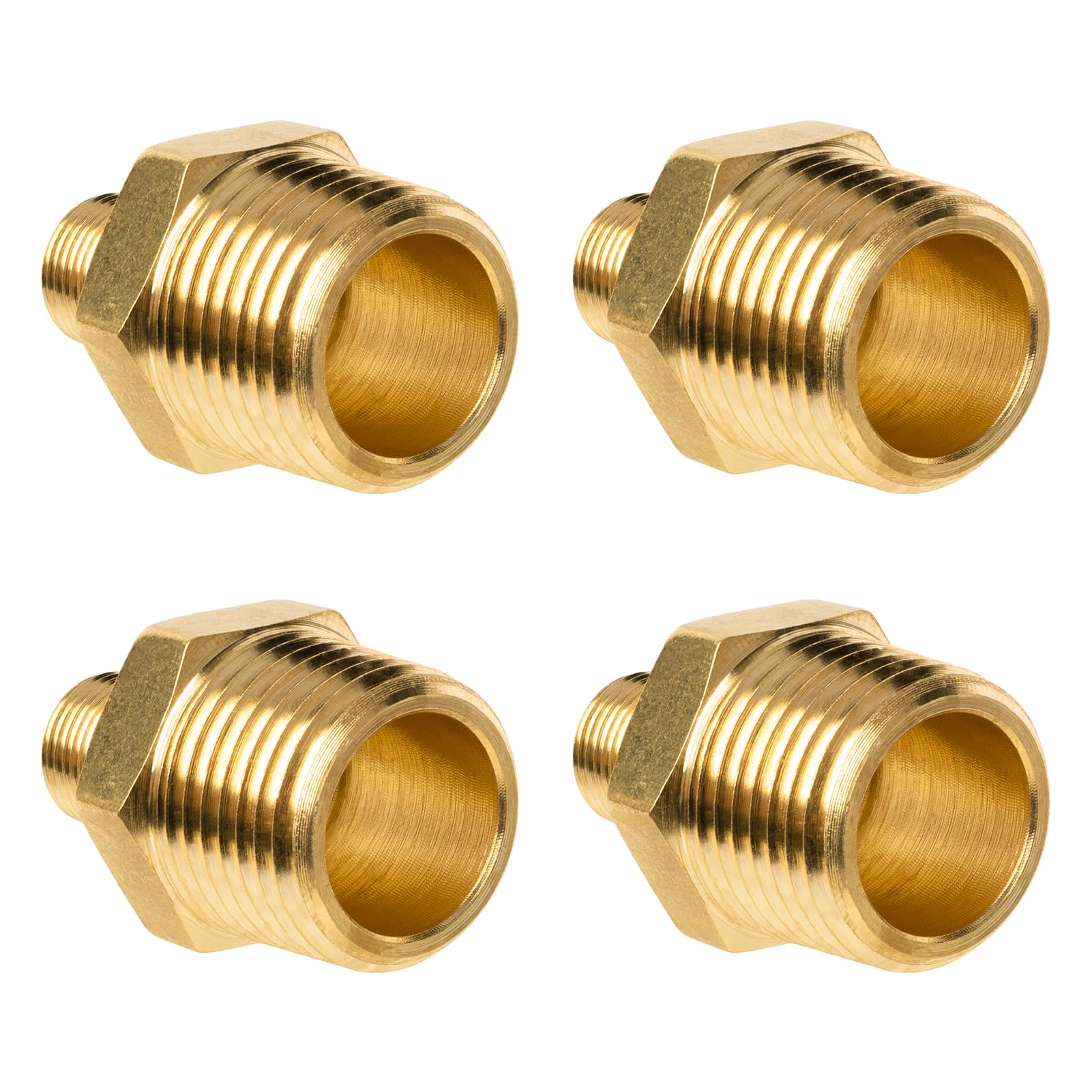 Amazon.com: JUWO 1/2" NPT to 1/4" NPT Nipples, Brass Pipe Fitting ...