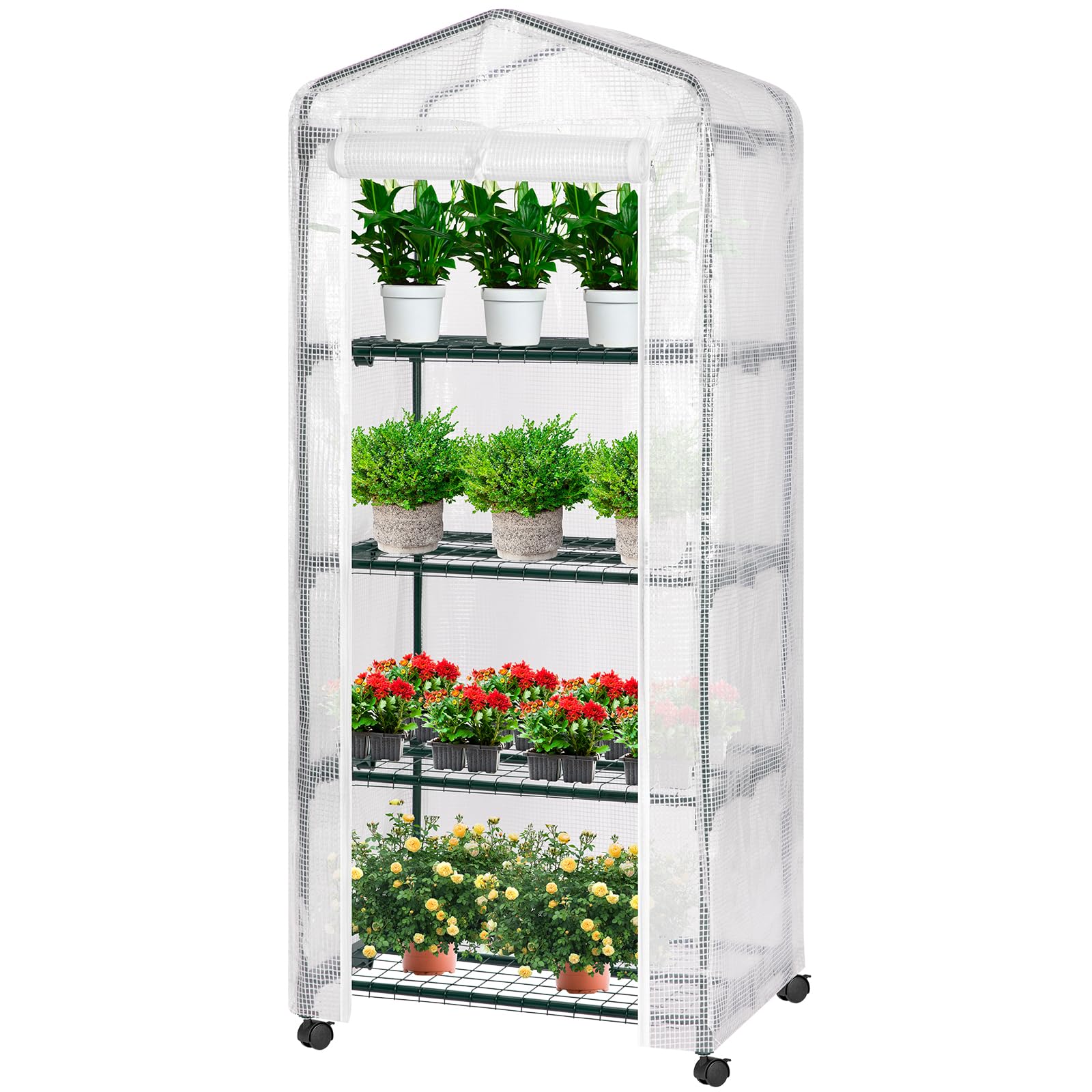 Amazon.com : VIVOSUN Mini 4-Tier Greenhouse with Wheels, 27 x 19 x 63 ...