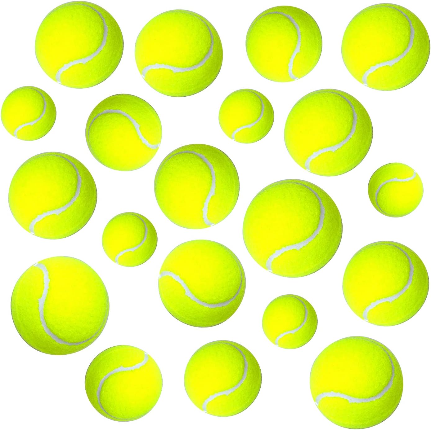 Amazon.com: StikArt 20 Tennis Ball Sticker Wall Decals in Assorted ...