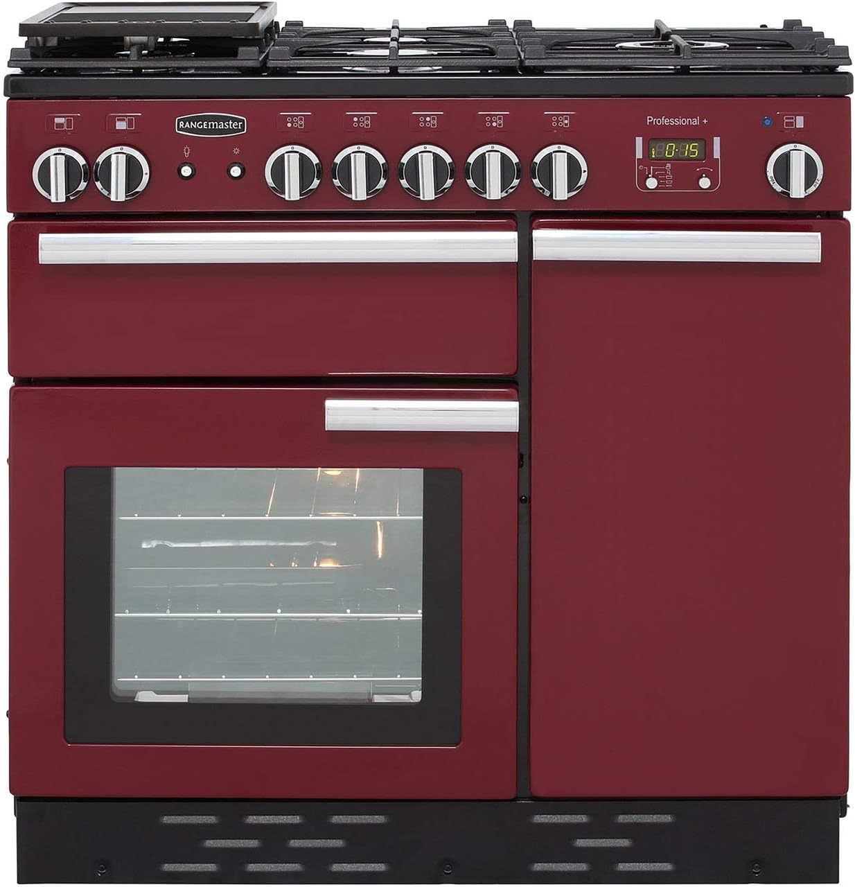 Rangemaster PROP90NGFCY/C Professional Plus Cranberry with Chrome Trim ...