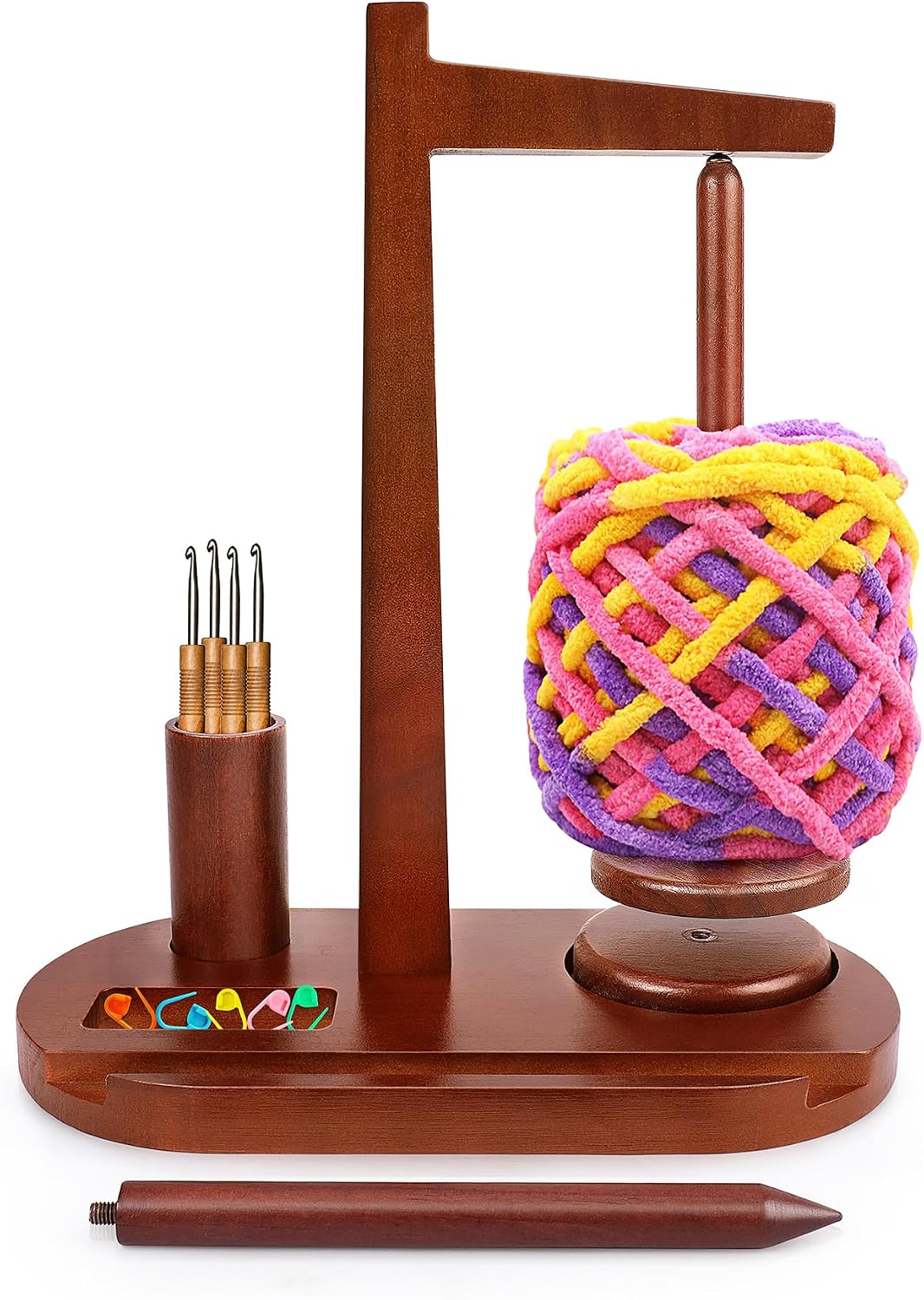 Amazon.com: Yarn Holder for Crocheting & Knitting - Two in One Wooden ...