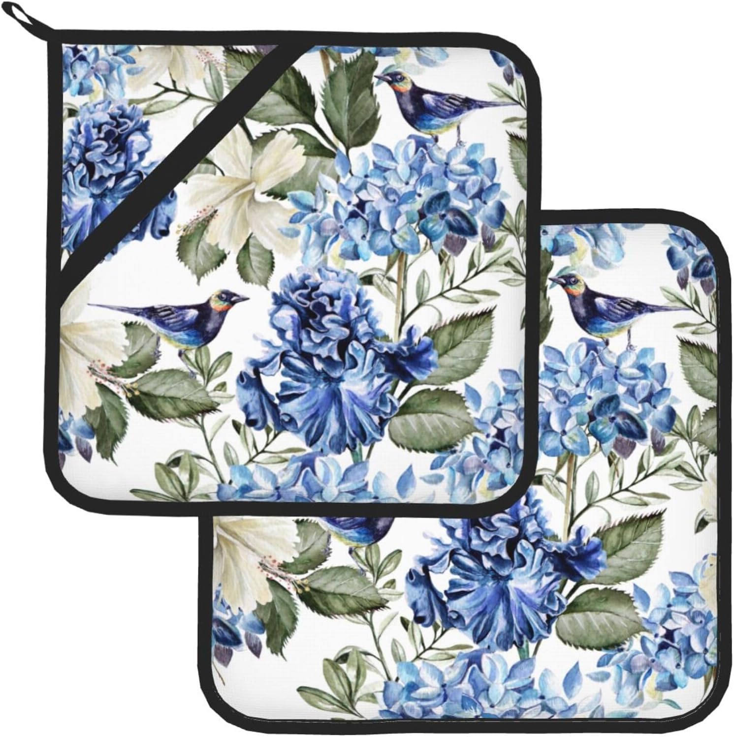 Amazon.com: Mingnei Blue Porcelain Floral Oven Mitts and Pot Holders ...