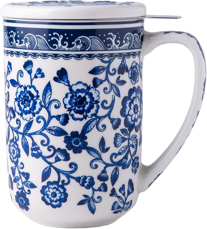 Amazon.com: AmorArc Porcelain Tea Mug with Infuser and Lids, 18 Oz ...