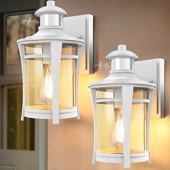 Lamomo Porch Lights Outdoor White, 2-Packs Dusk to Dawn Wall Light ...