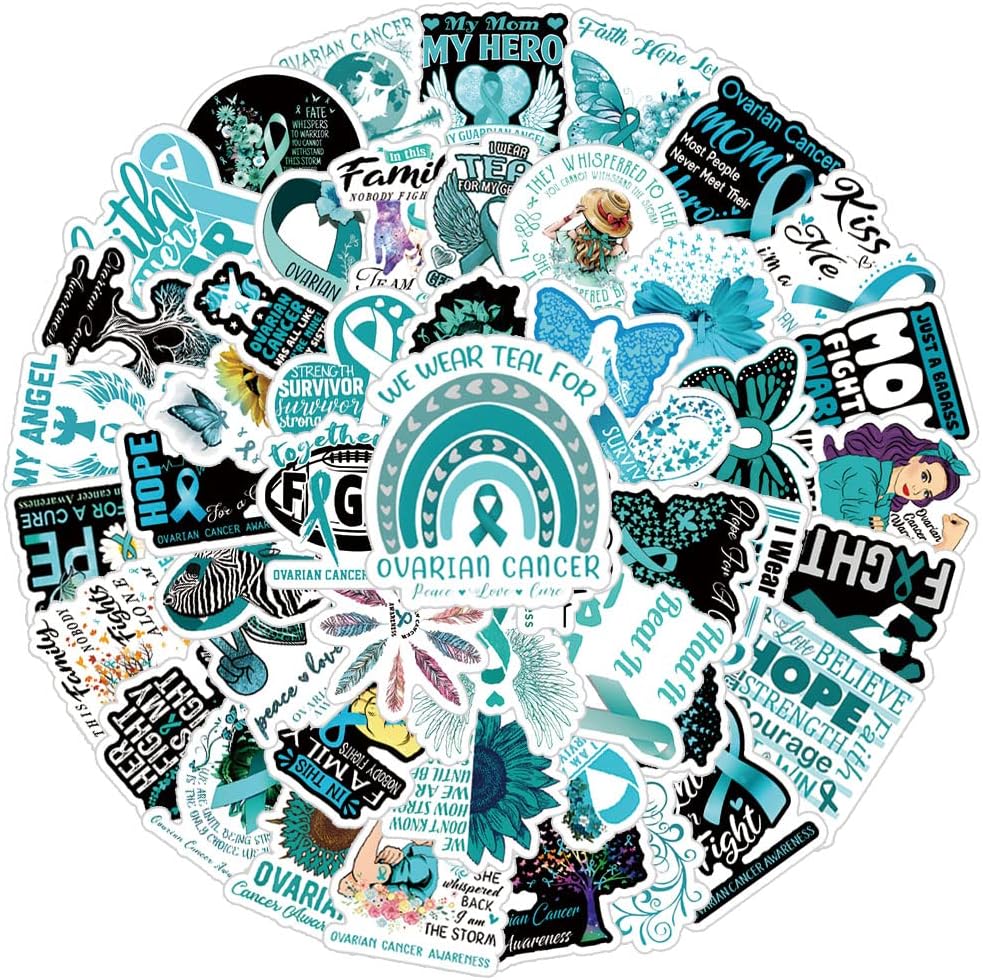 Amazon.com: Fundraising For A Cause Teal Ribbon Stickers - Large Ribbon ...