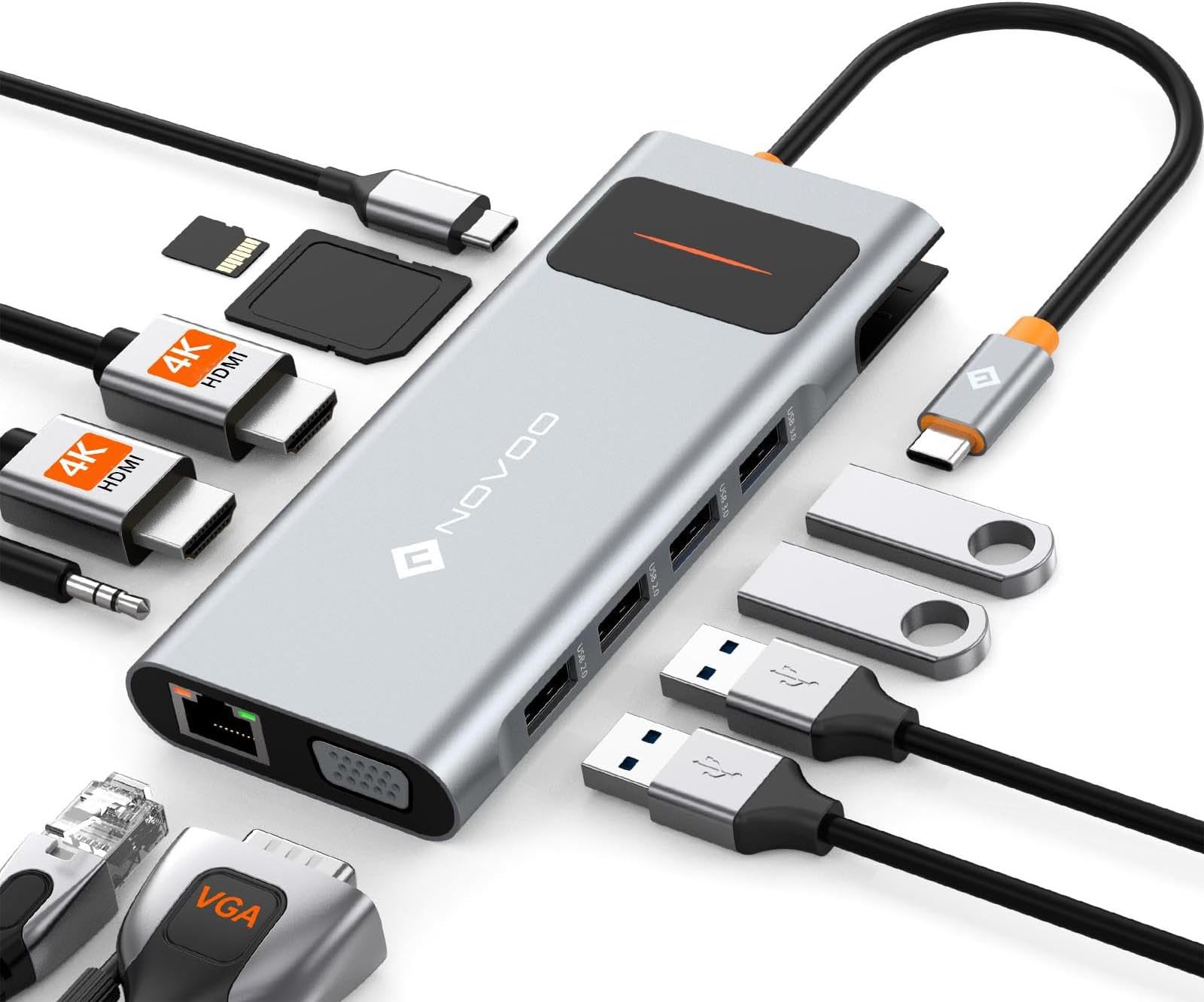 NOVOO USB C Docking Station Triple Display 11 in 1 USB C Dual 4K@60Hz ...