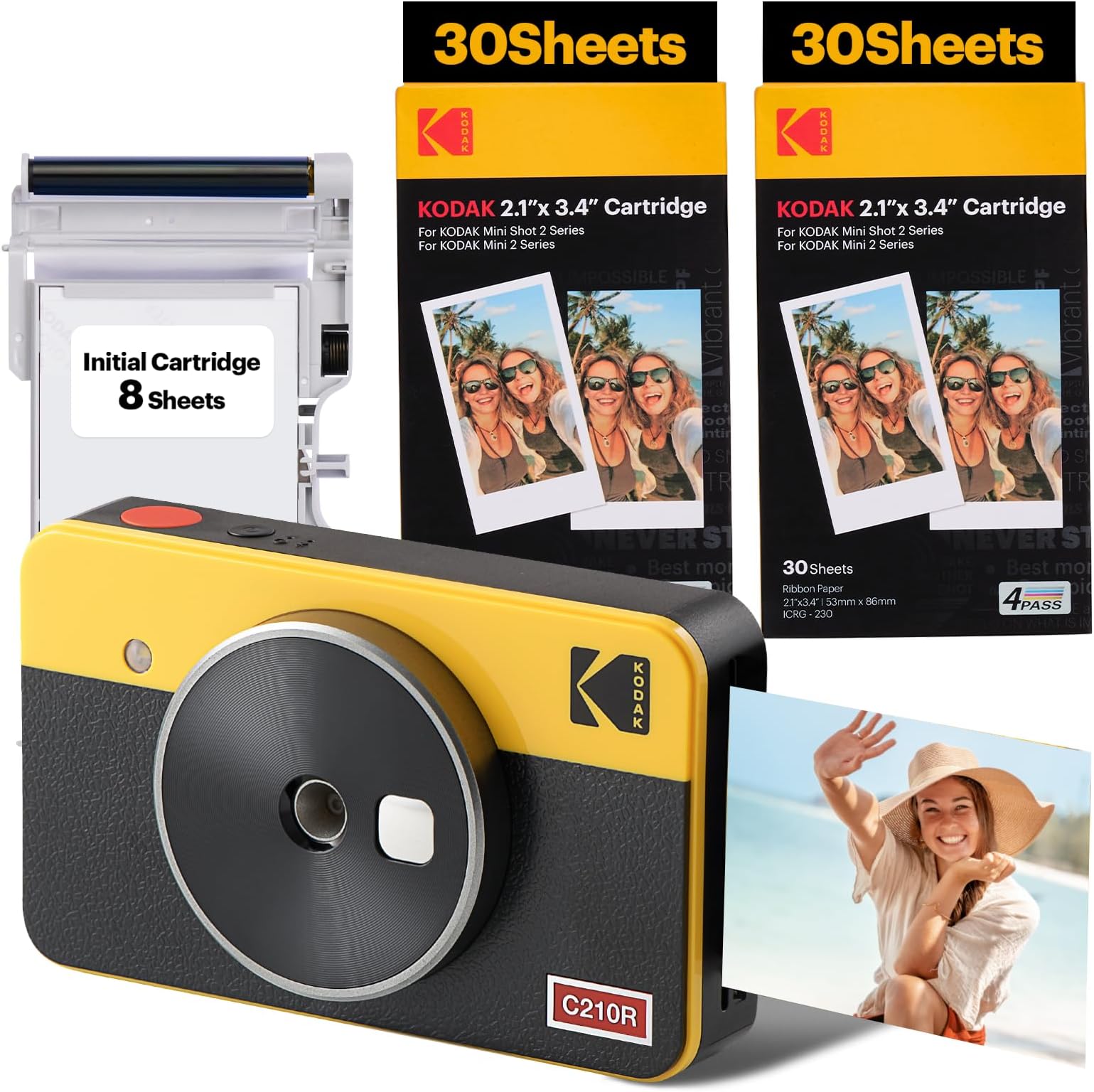 Amazon.com : KODAK Mini Shot 2 Retro 4PASS 2-in-1 Instant Digital ...
