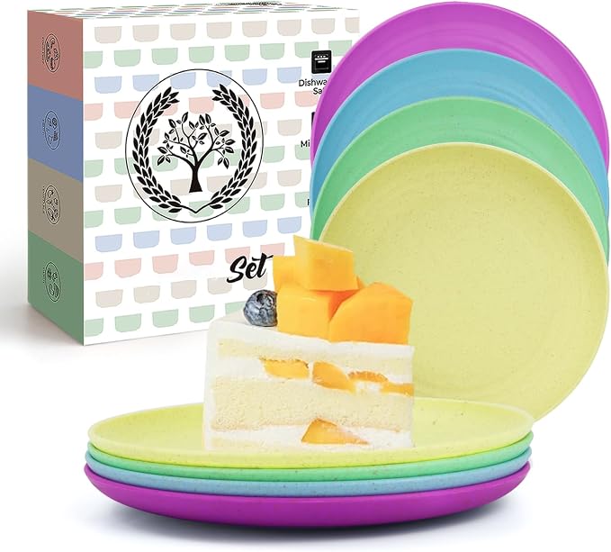 Amazon.com | Homienly Dessert Plates Set of 8-6 inch Small Wheat Straw ...