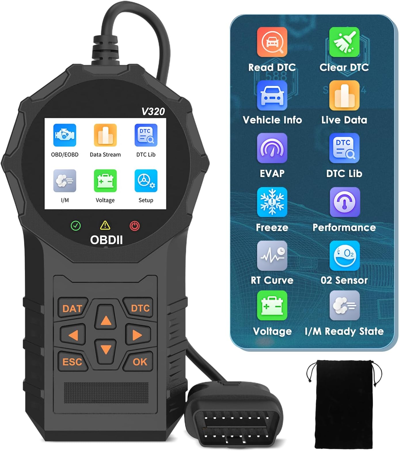 OBD2 Diagnosegerät OBD Bluetooth 5.2 Adapter: Wireless Auto Diagnose ...