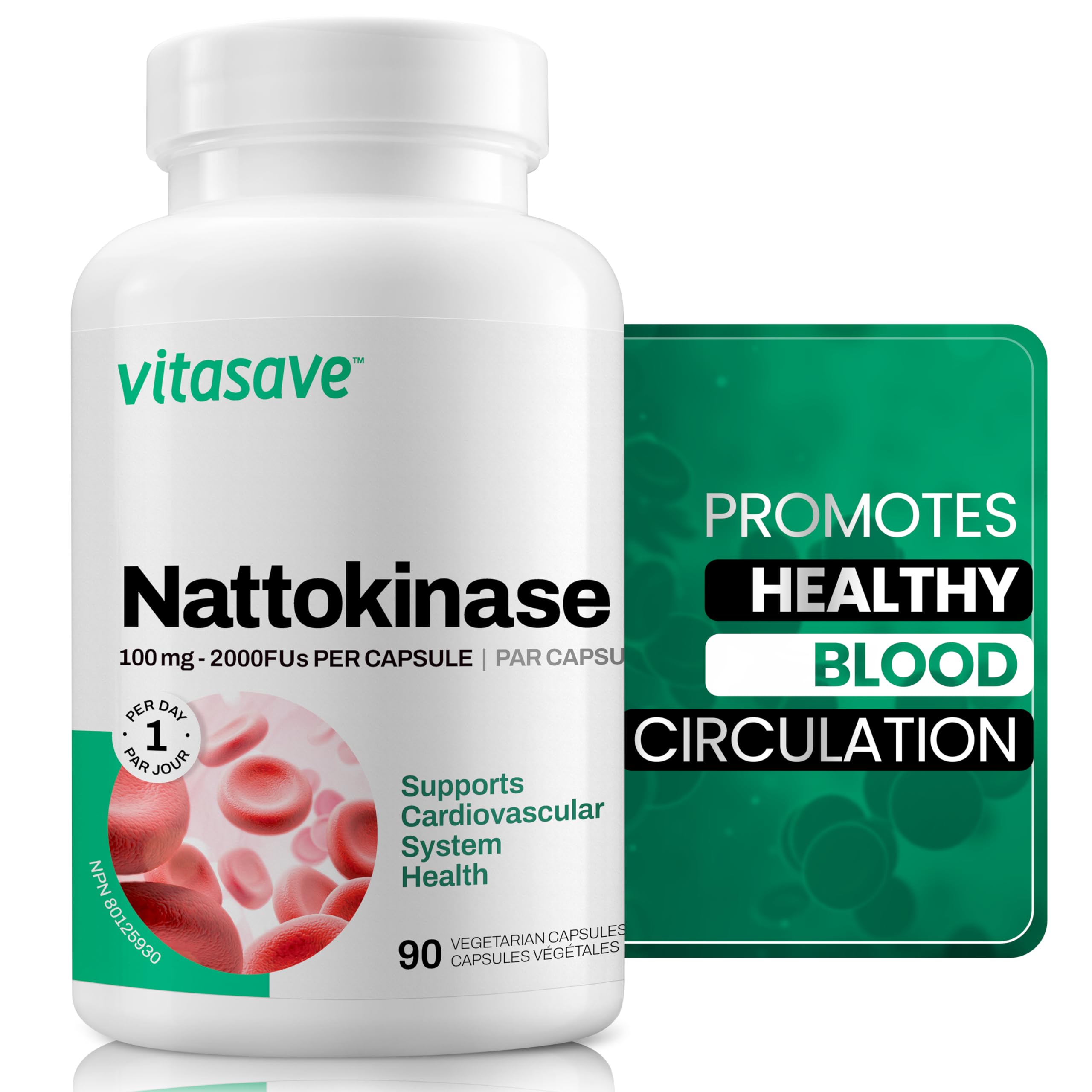 Vitasave Nattokinase Supplement 2000 Fu - 100mg - High Potency Natural ...
