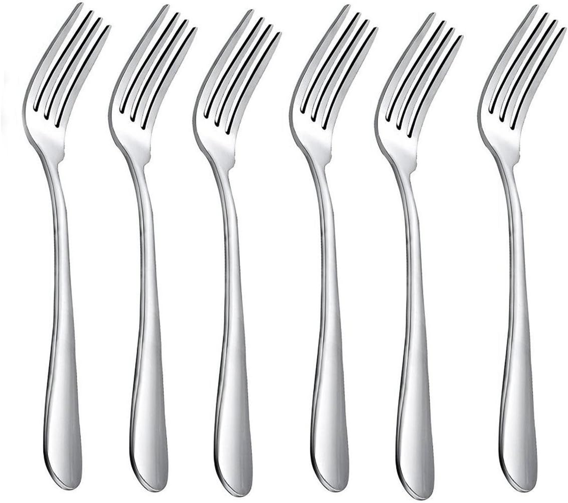 HornTide 6-Piece Dinner Forks Set 4 Tines Table Fork Flatware Stainless ...