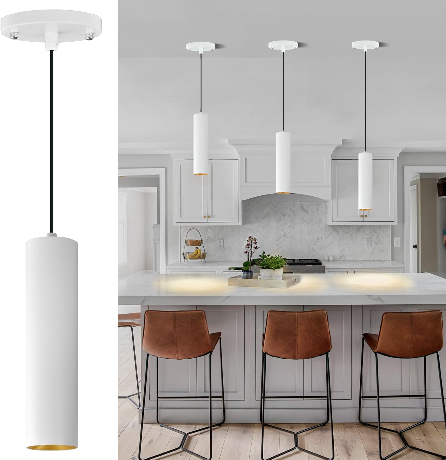 Arcfox 10W 3CCT Modern Ceiling Pendant Light Fixture, Triac Dimming LED ...