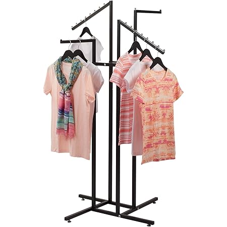 Amazon.com: SSWBasics 4 Way Clothing Rack with Slanted Arms - Black ...