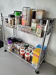 SONGMICS spice rack for worktops, kitchen shelf with 2 shelves ...
