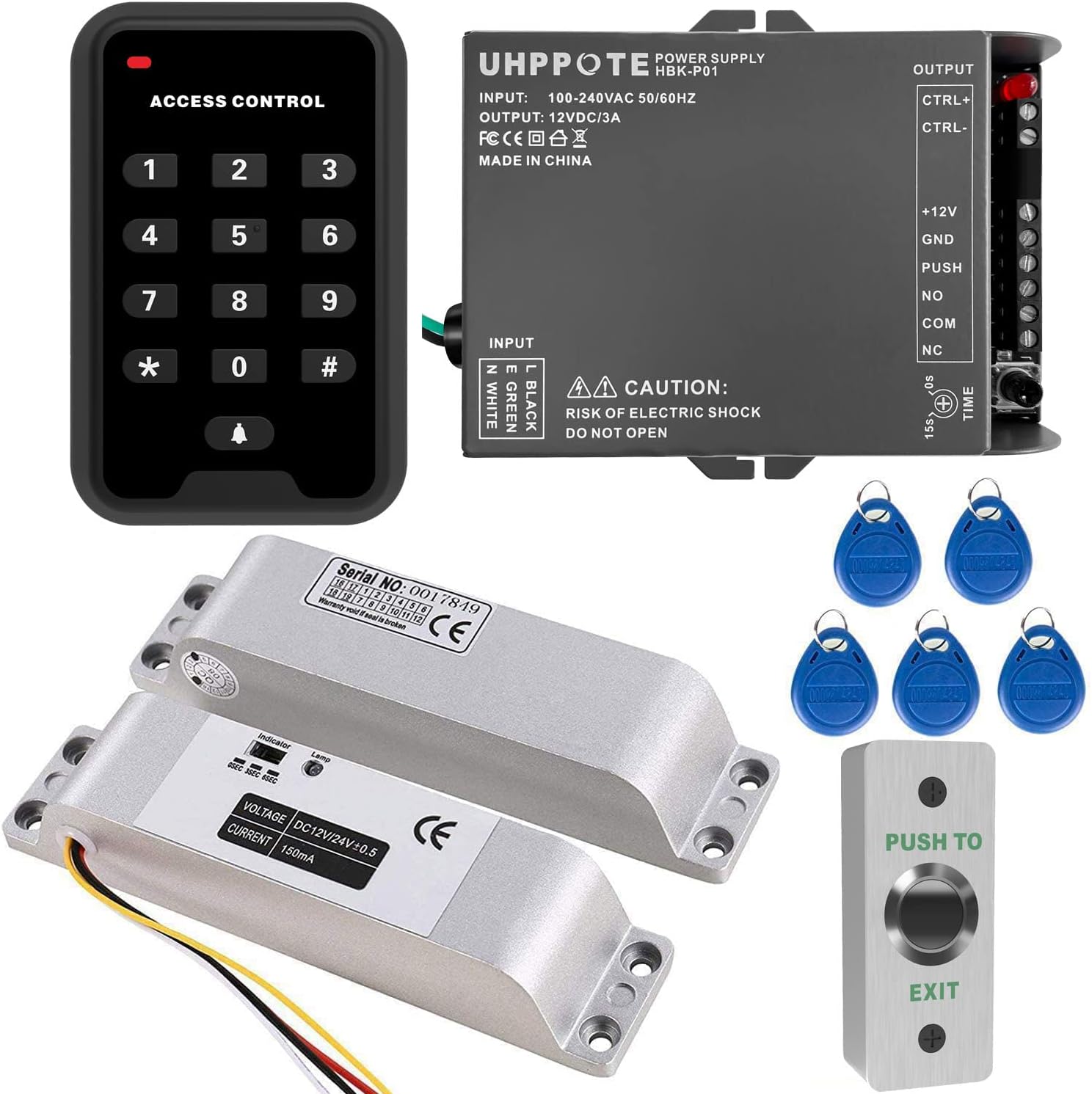Amazon.com : UHPPPOTE Full Kit of RFID Access Control Keypad 125KHz ...