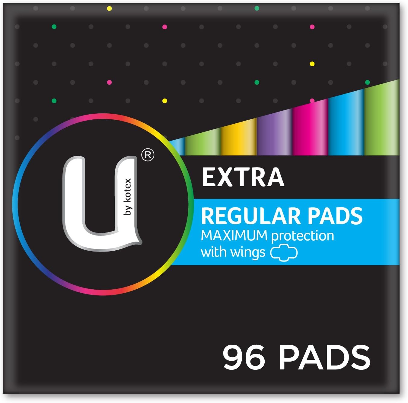 U by Kotex Extra Pads Regular with Wings 96 Count (6 x 16 Pack ...
