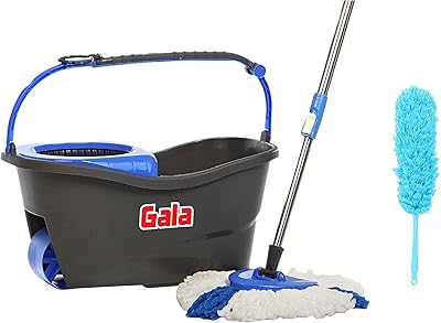 Gala e-Quick Spin Mop, Easy Wheels & Big Bucket with 2 Microfiber ...