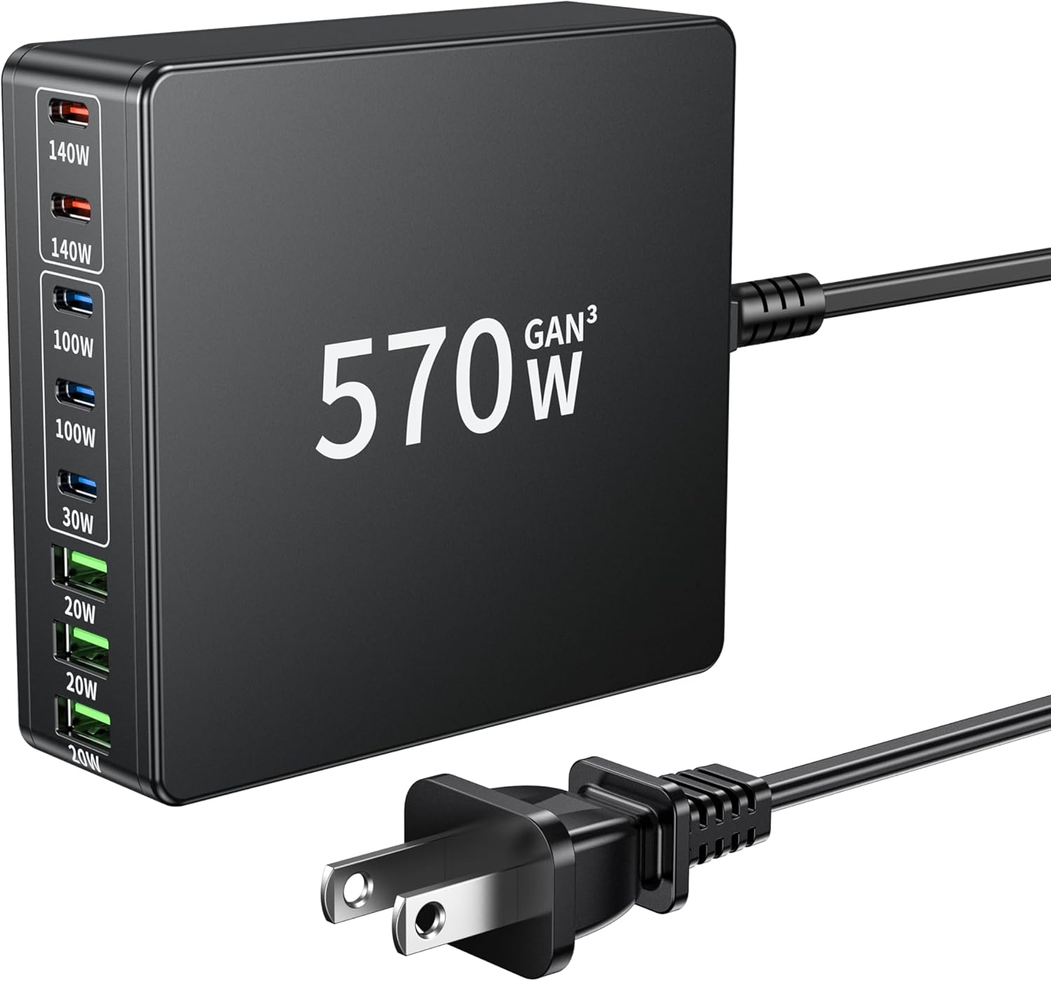 Amazon.com: USB C Fast Charger Block 570W Foldable 8-Port Multi-Port ...