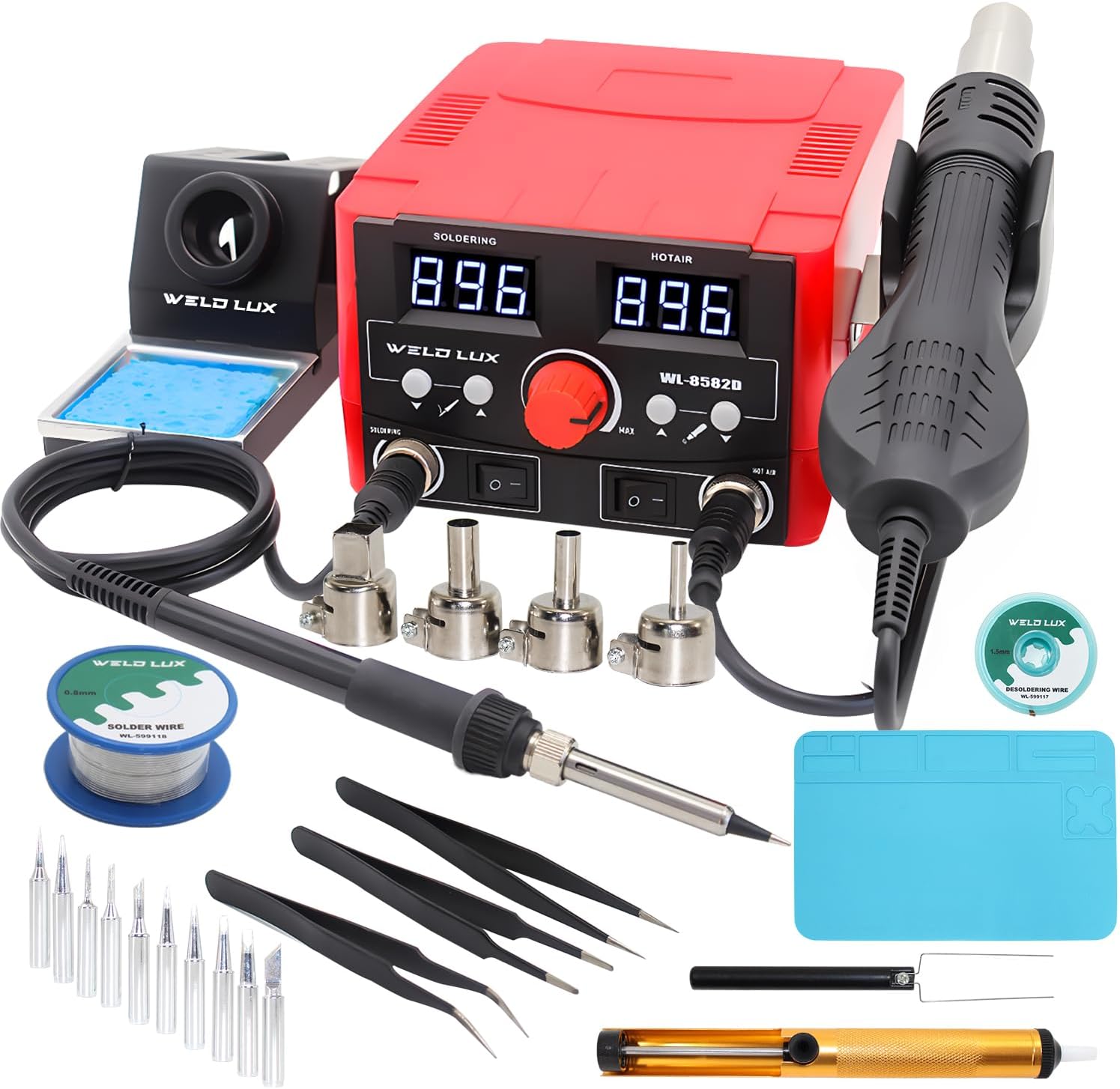 CREWORKS Soldering Rework Station with Hot Air Heat Gun, 750W 2 in 1 ...