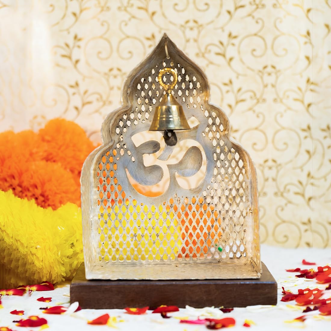 Ekhasa 100% Pure Brass Pooja Mandir for Office & Home (Mango Wood Base ...