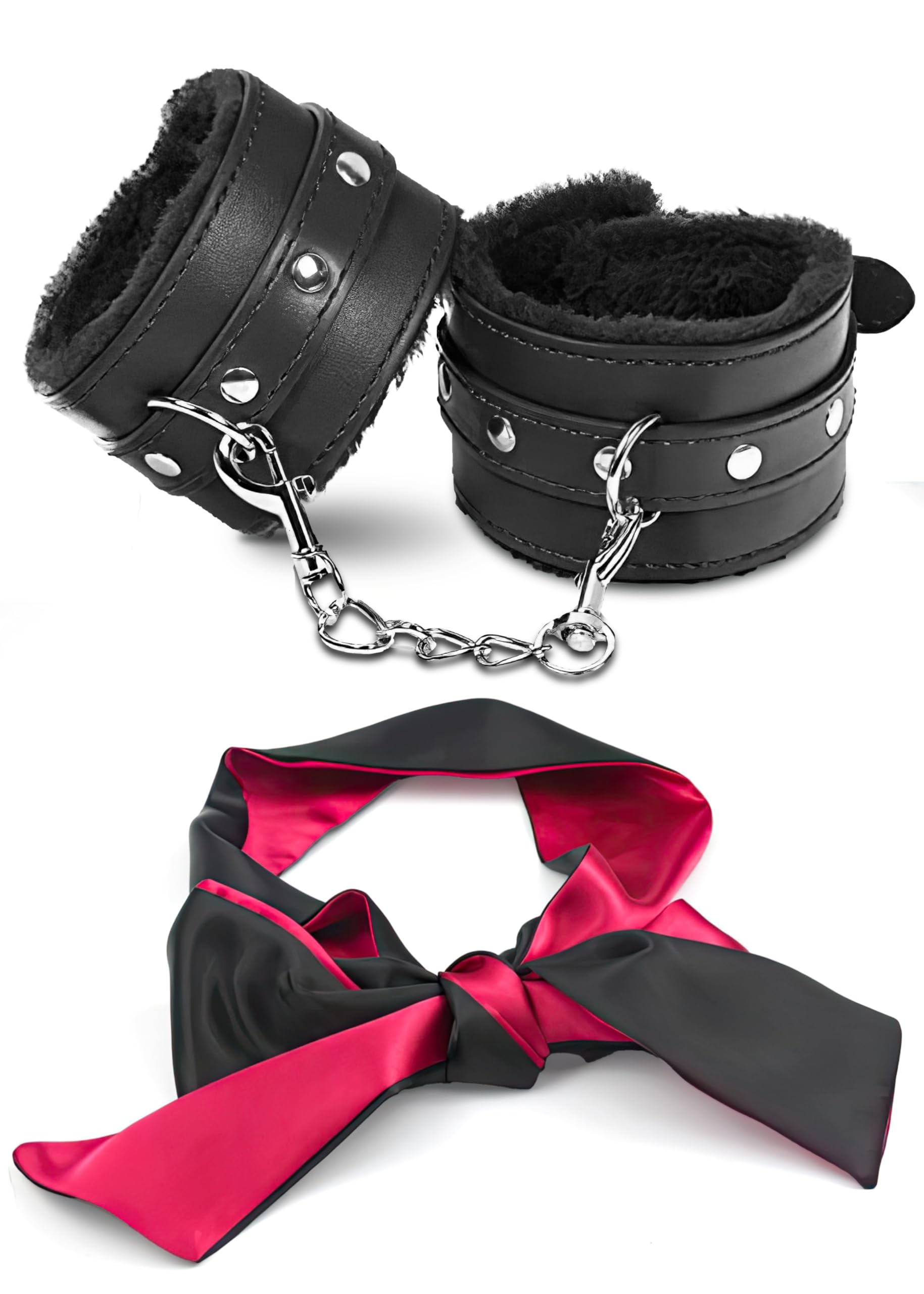 Amazon.com: PASTOS Fluffy BDSM Handcuffs Sex Eye Satin Mask Blindfold ...