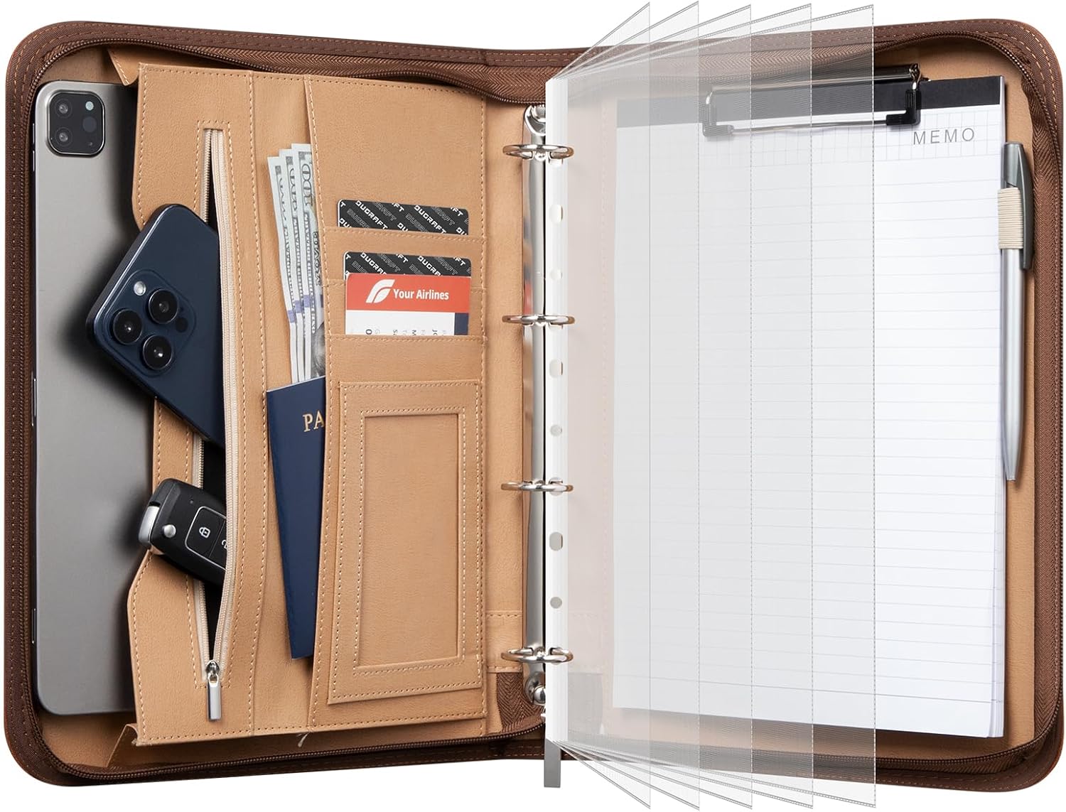 Amazon.com : DUGRAFT Leather Portfolio Binder, Padfolio, Resume ...