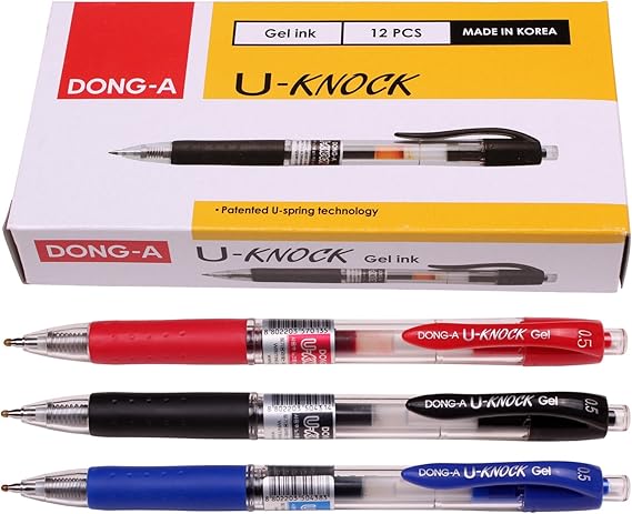 Dong-a U-Knock Gel ink Ballpoint Pen 0.5mm U-spring technology (Box of ...