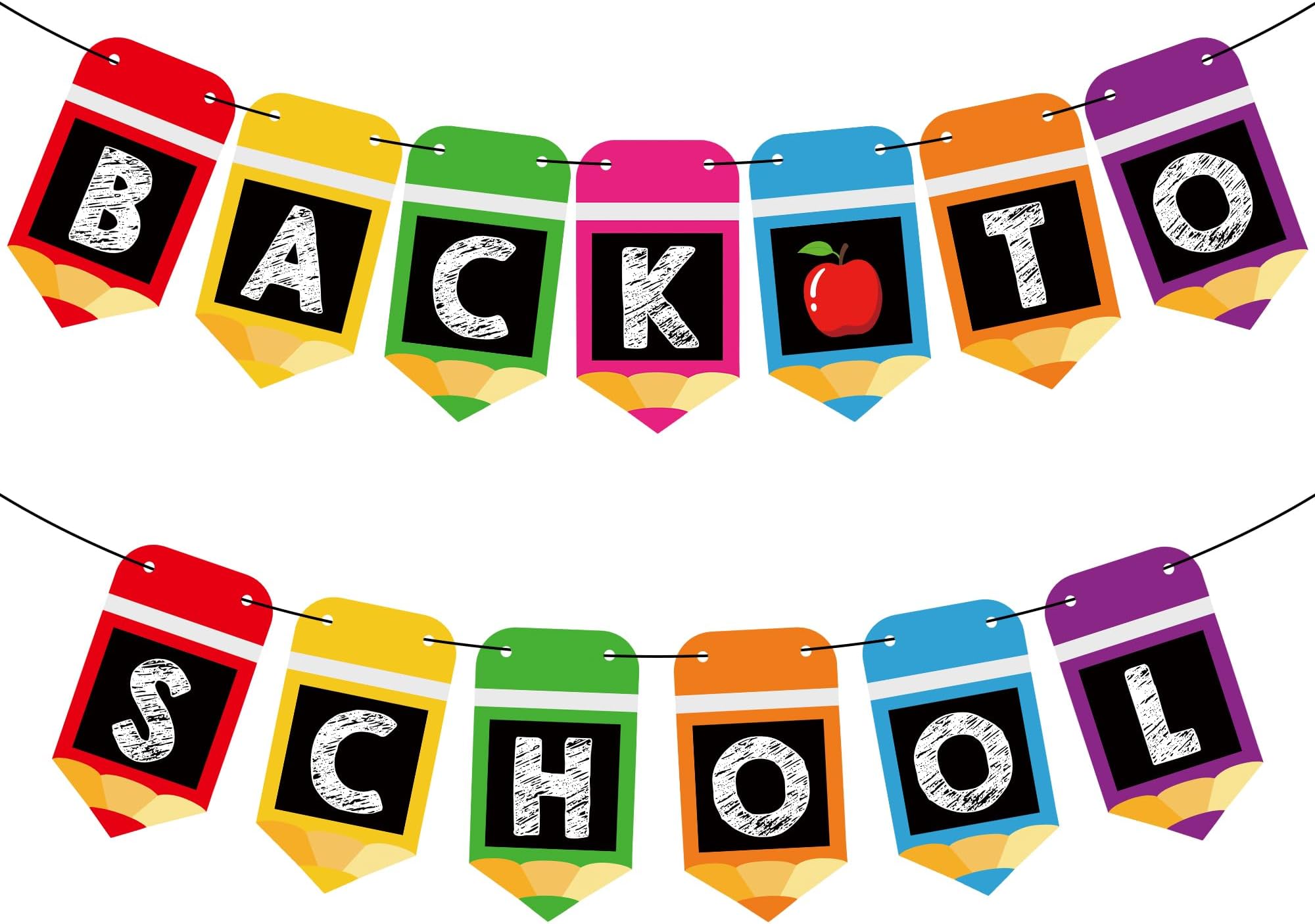 Amazon.com: Large Welcome Back to School Banner - First Day of School ...