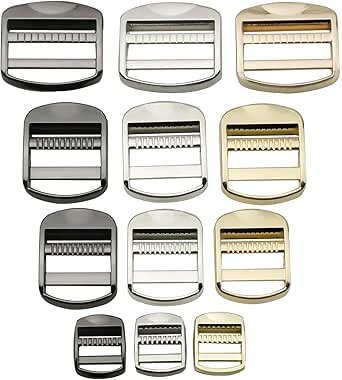 20mm to 38mm Metal Ladder Lock Tri-Glide Slide Gold, Gun Black or ...