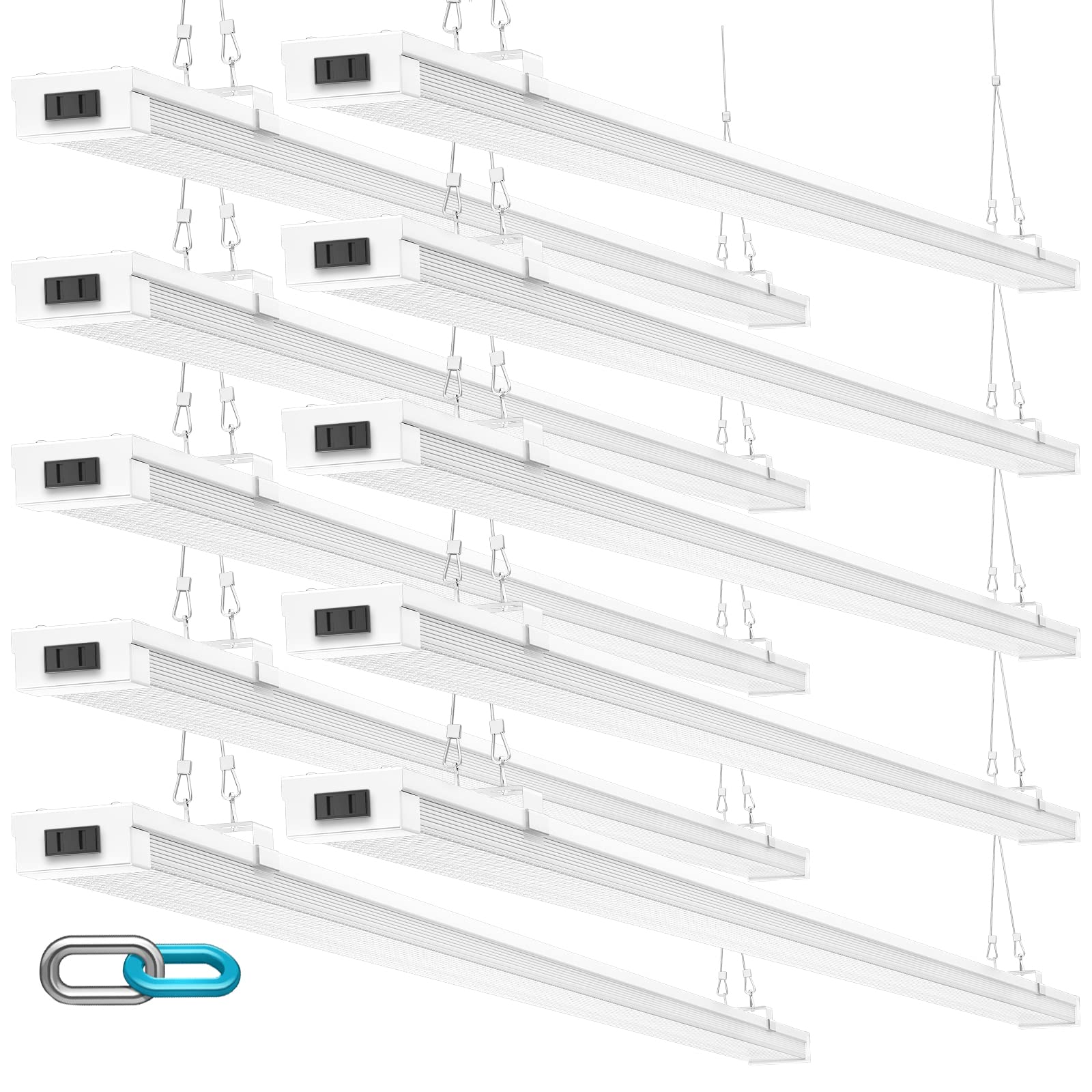FAITHSAIL 10 Pack Linkable 4FT LED Shop Light 40W, 4000 LM [Eqv.150W ...