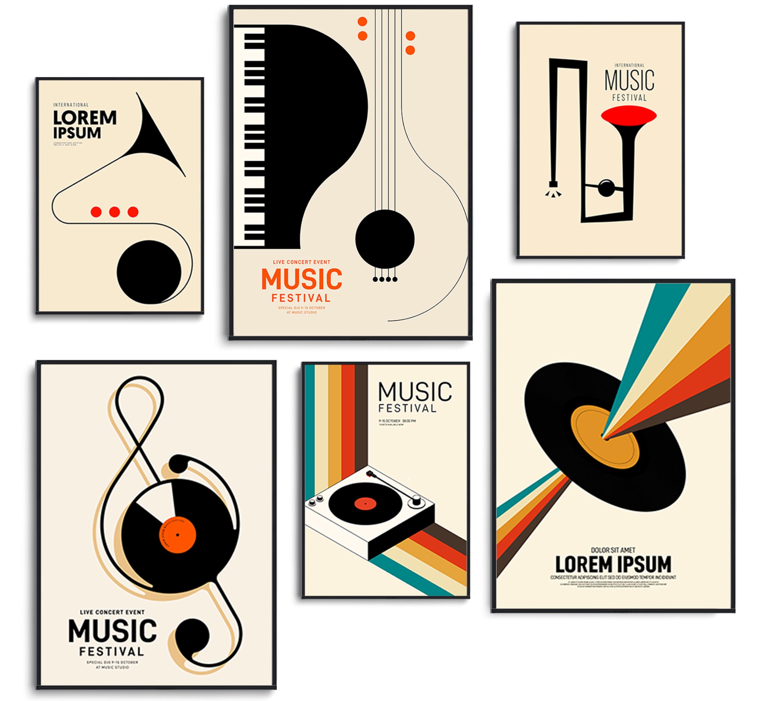 Amazon.com: 6 Pcs Retro Music Wall Art Posters Abstract Classical Music ...