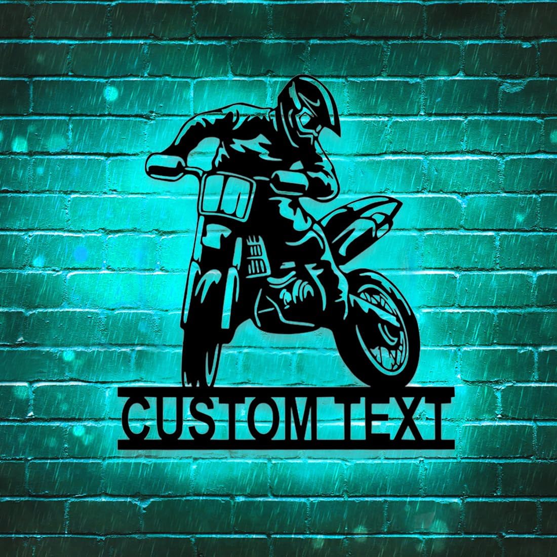 Amazon.com: Personalized Motorcycle Signs For Wall With 16 Color Led ...