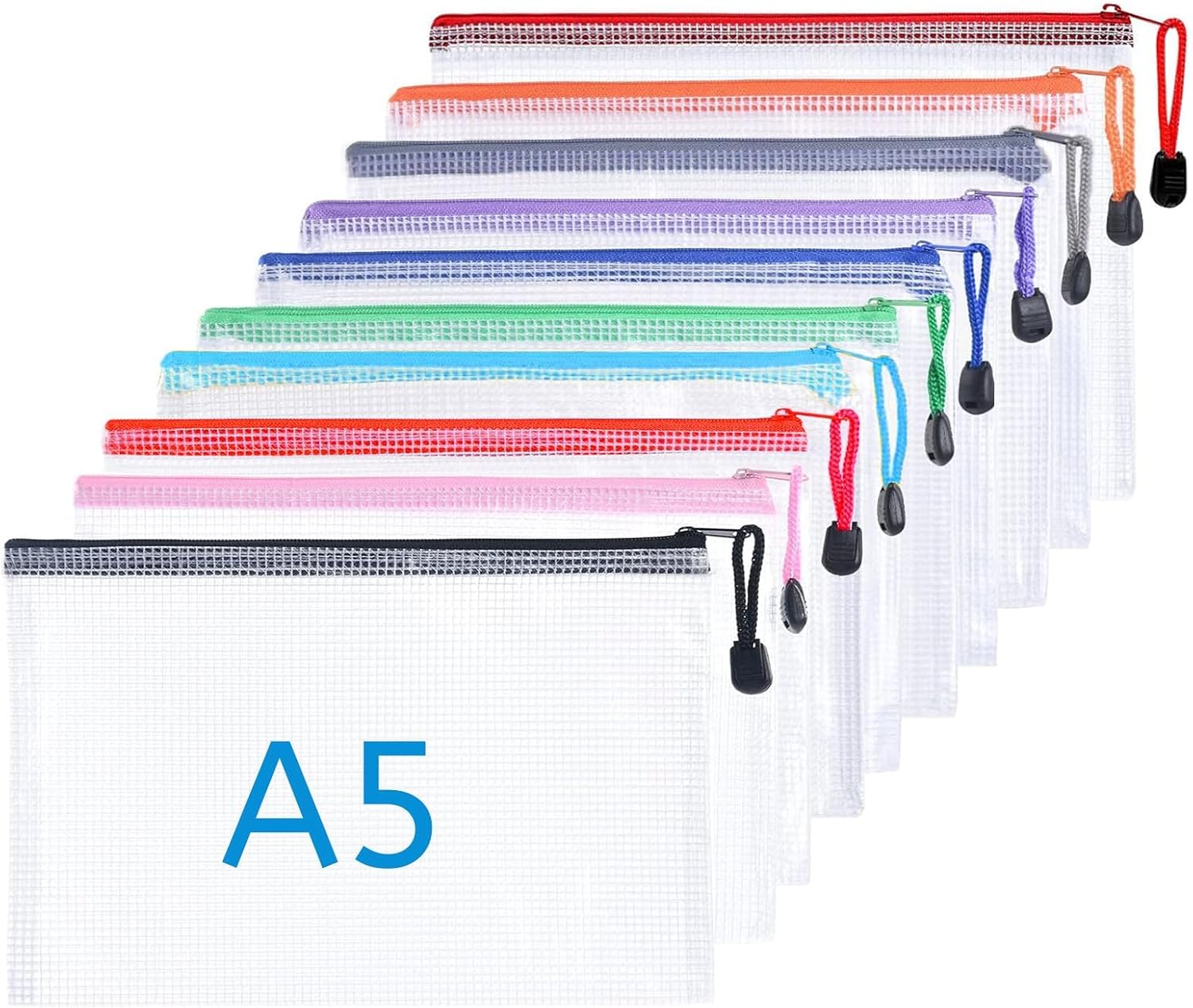 10 pack Plastic Wallets A5 Zipped Wallets,A5 Plastic Wallets Mesh ...