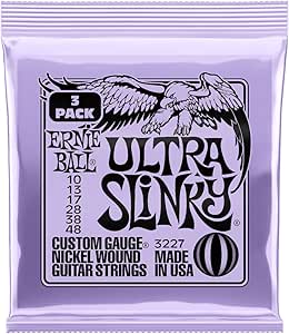 Amazon.com: Ernie Ball Ultra Slinky - Cuerdas para guitarra eléctrica, paquete de 3, calibre 10 ...