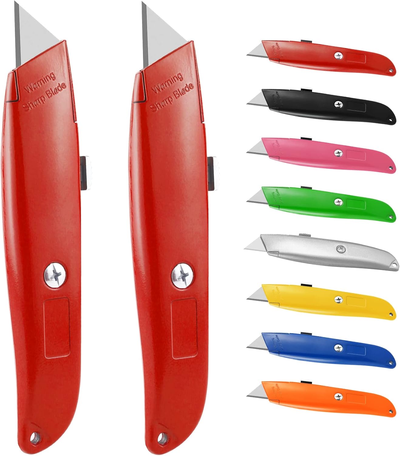 DIYSELF 2Pack Utility Knife Box Cutter Retractable Blade Heavy Duty(Red ...