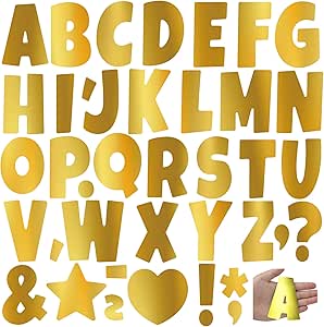 Amazon.com: Bulletin Board Letters 117 PCS Large Gold Letter Stickers ...