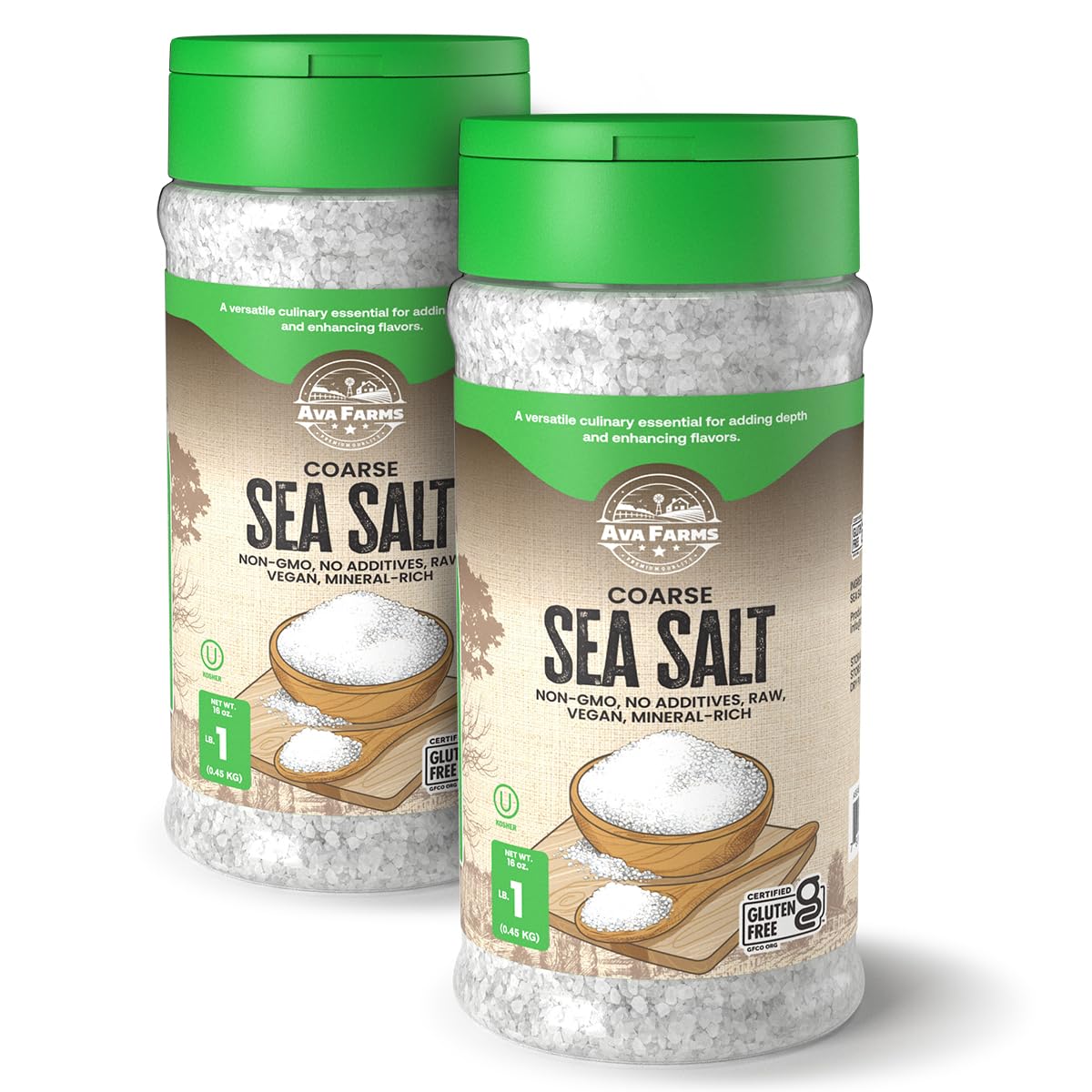 Amazon.com : Ava Farms Sea Salt - Coarse – 16 oz. Bottle – 2 Pack ...