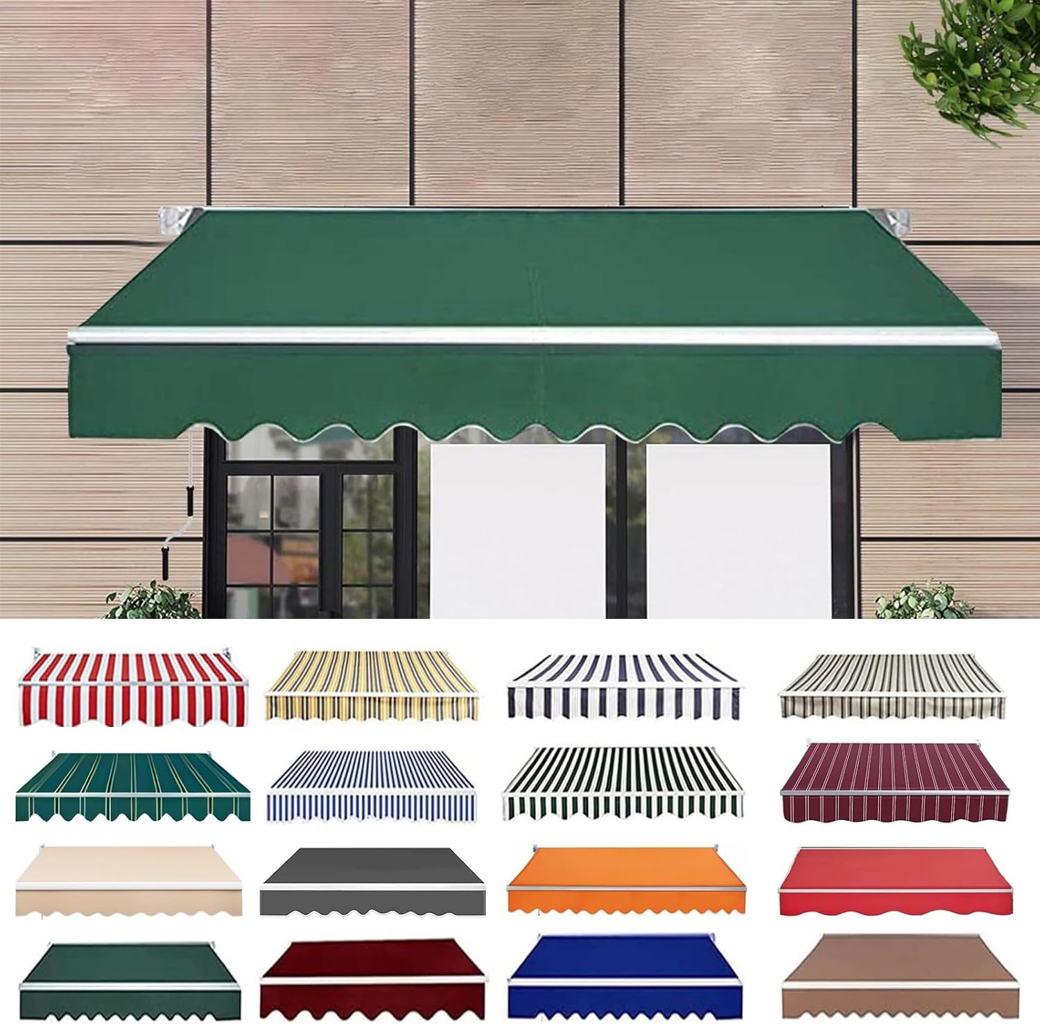 Awning Replacement Fabric 6.6x5FT Manual Retractable - Grey Sun Shade ...
