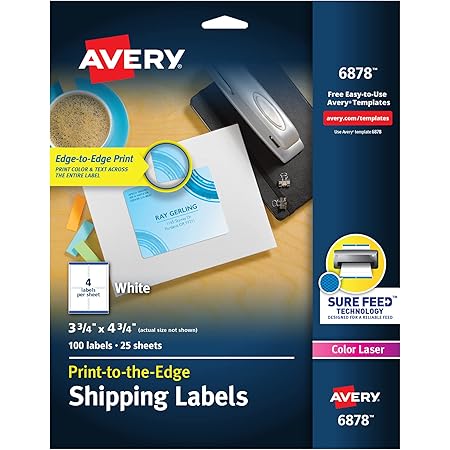 Amazon.com : Avery Shipping Labels with Sure Feed, Print-to-the-Edge, 3 ...