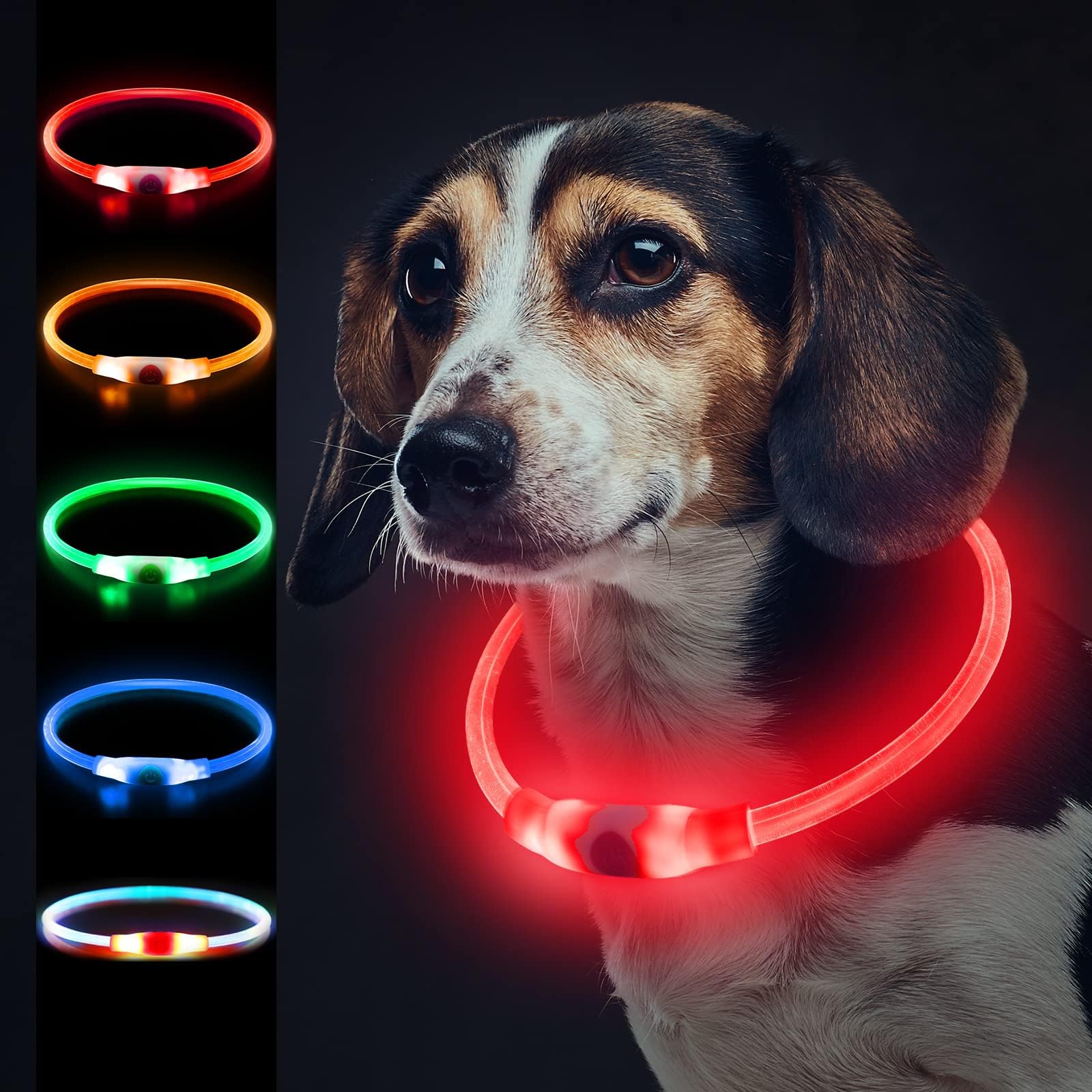 Mardiko Light up Dog Collar Rechargeable Adjustable Length for Small ...