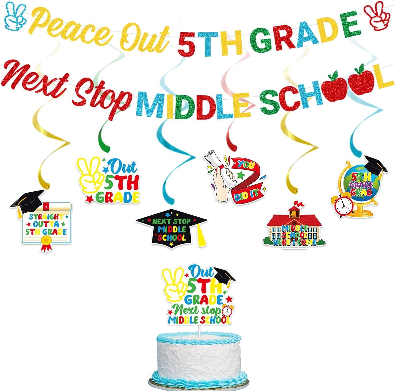 Amazon.com: Goodbye Elementary Hello Middle School Banner Next Stop ...