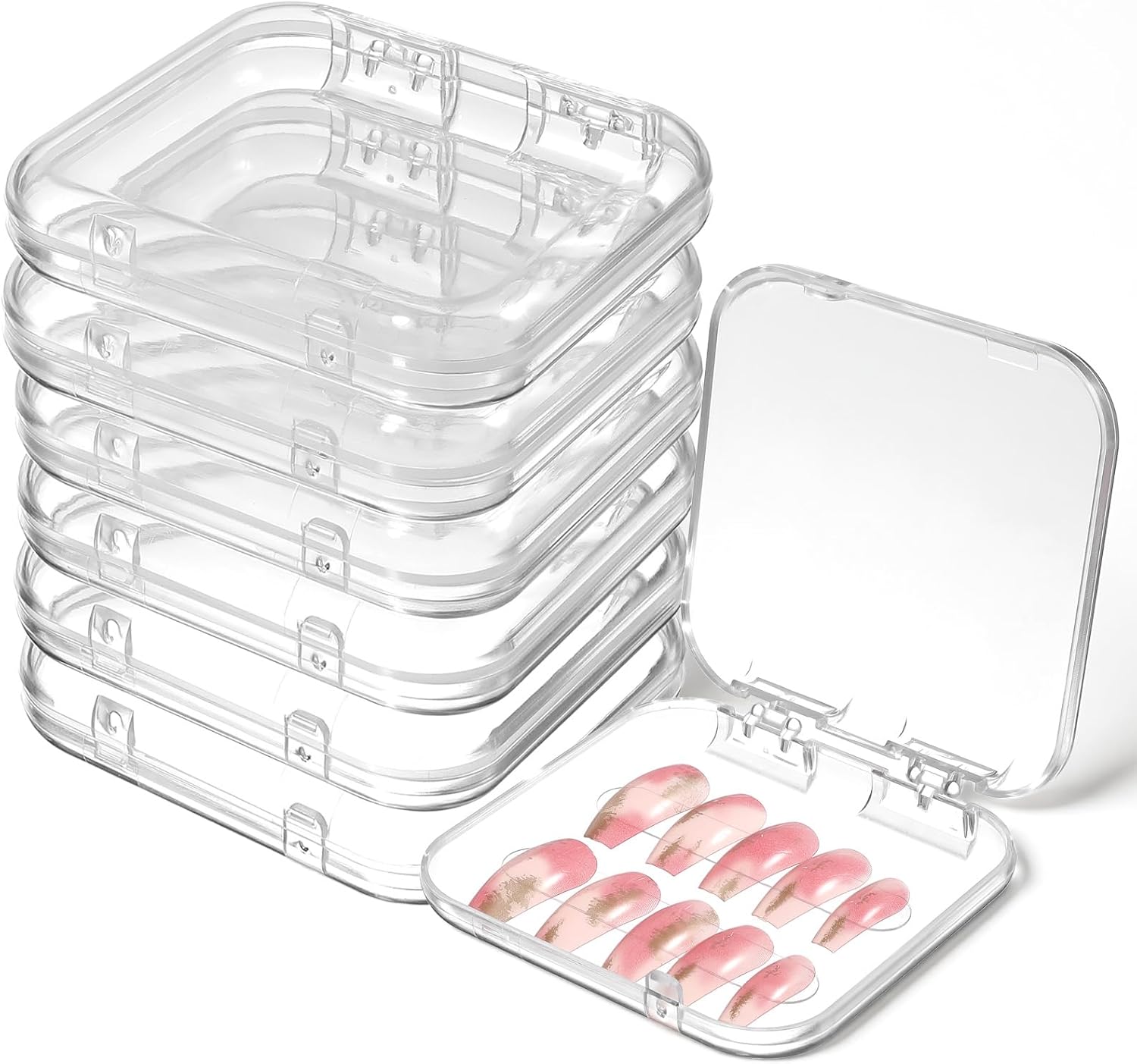 Amazon.com: Josojoou 6Pcs Press on Nail Boxes, Nail Storage Box, Clear ...