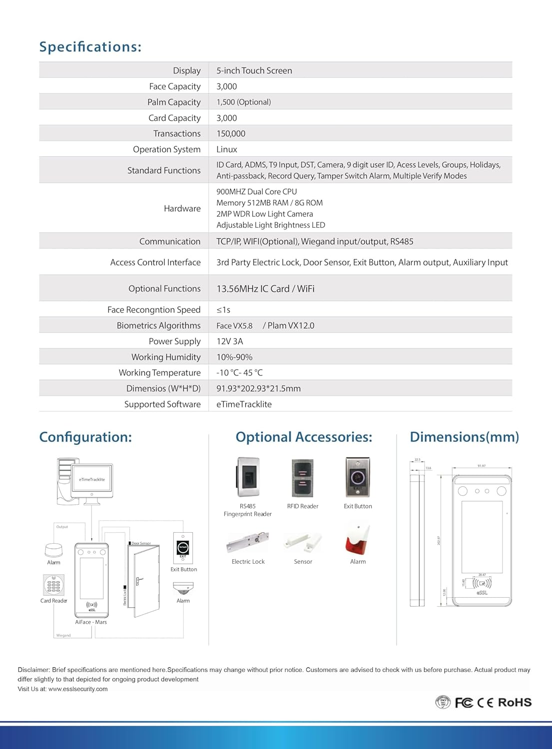 Buy eSSL AiFace Mars Access Control and Time & Attendance Terminal at ...