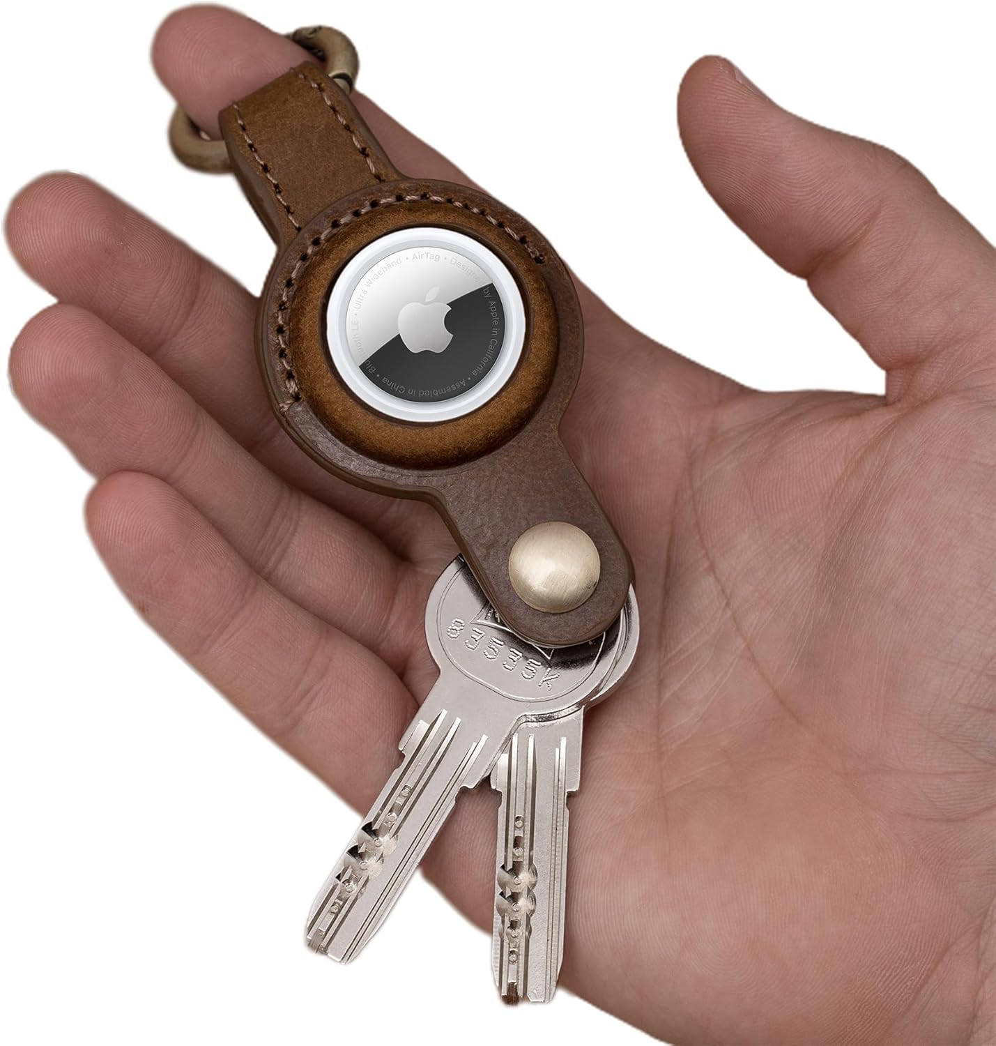 Amazon.com: Air Tag Key Organizer Genuine Leather Airtag Holder ...