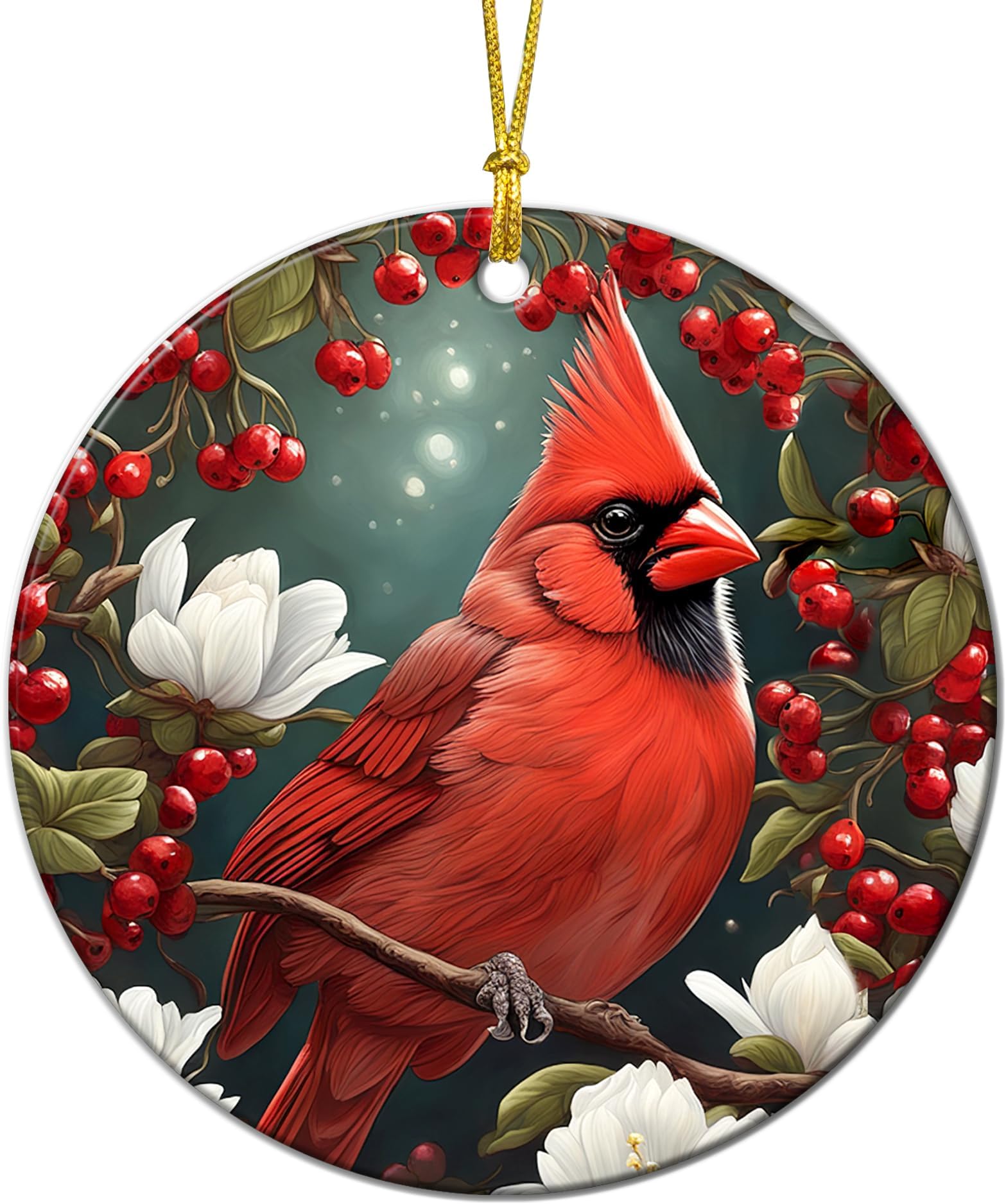 Amazon.com: Cardinal Christmas Ornaments - Wood Red Bird Hanging ...